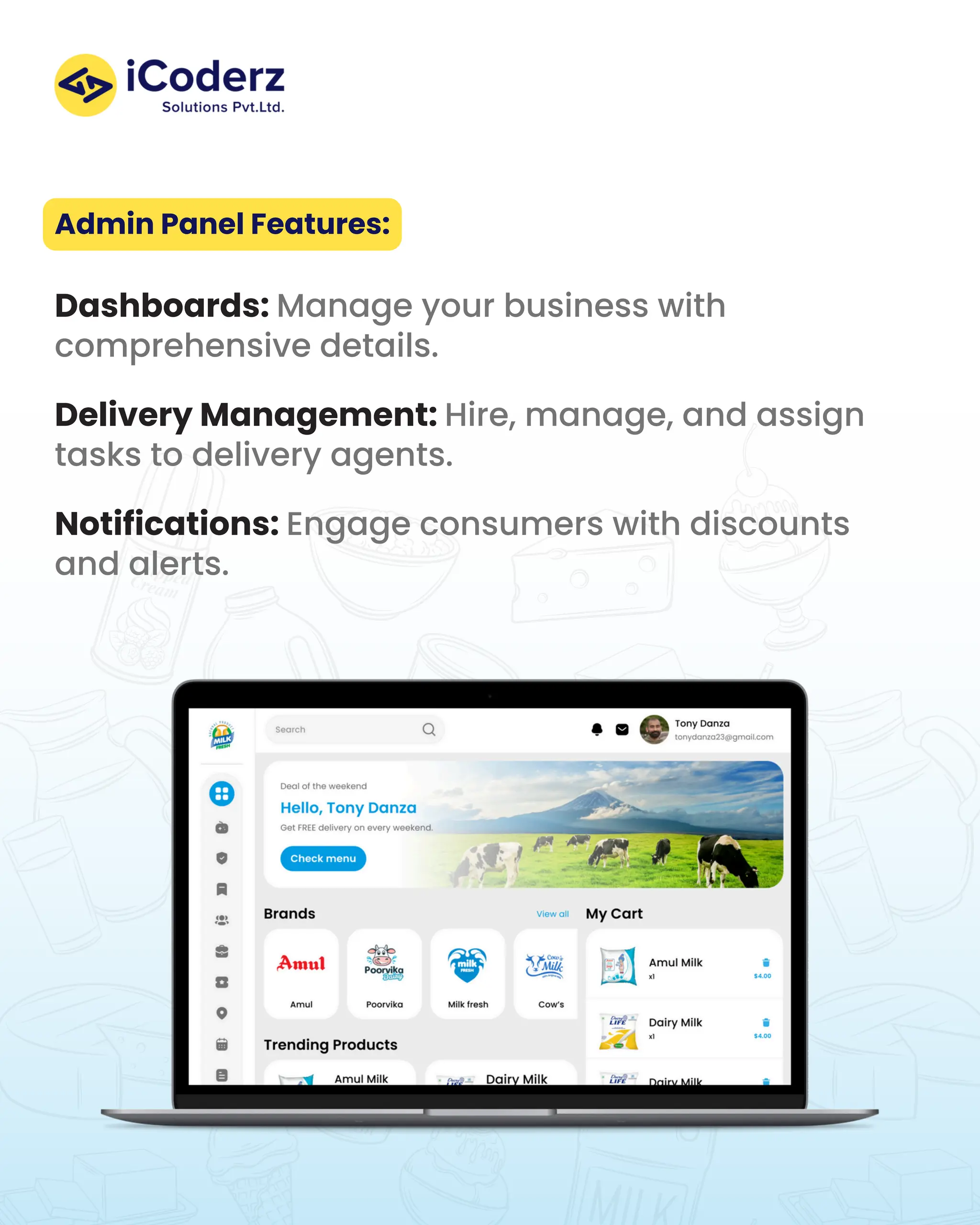 On Demand Milk Delivery App Solutions By Icoderz Solutions | PDF