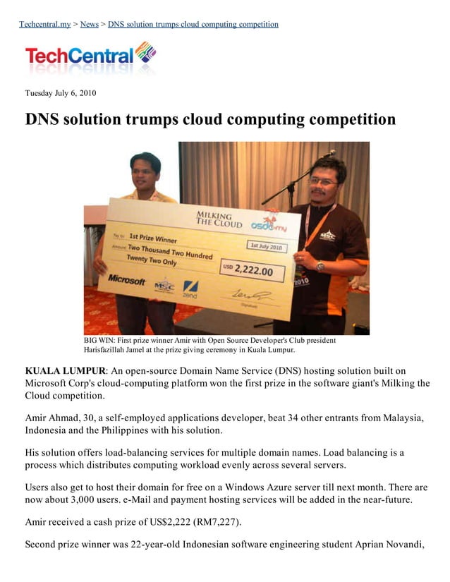 DNS solution trumps cloud computing competition | PDF