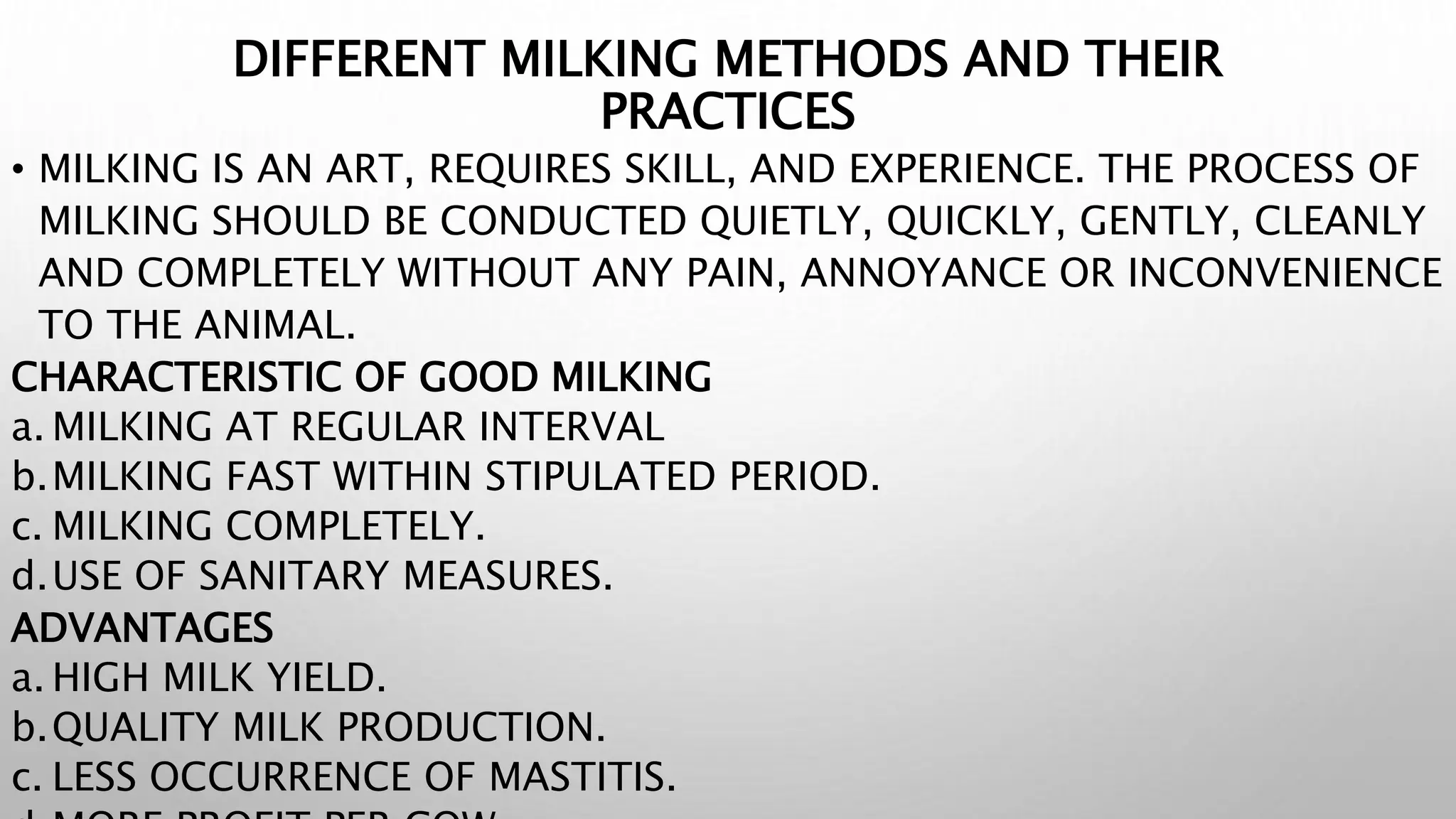 Different Milking Methods and their practices | PPTX
