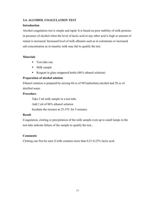 Laboratory Manual Quality Control of Milk: Quality Control of Milk | PDF