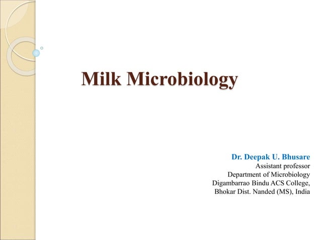 Milk microbiology | PPT | Chemistry | Science