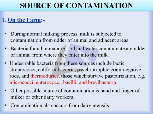 Contamination, Preservation and Spoilage of Milk and Milk Products | PDF