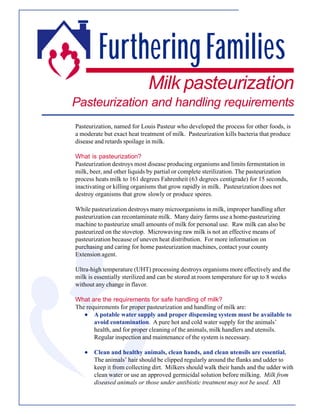 Milk pasturization | PDF