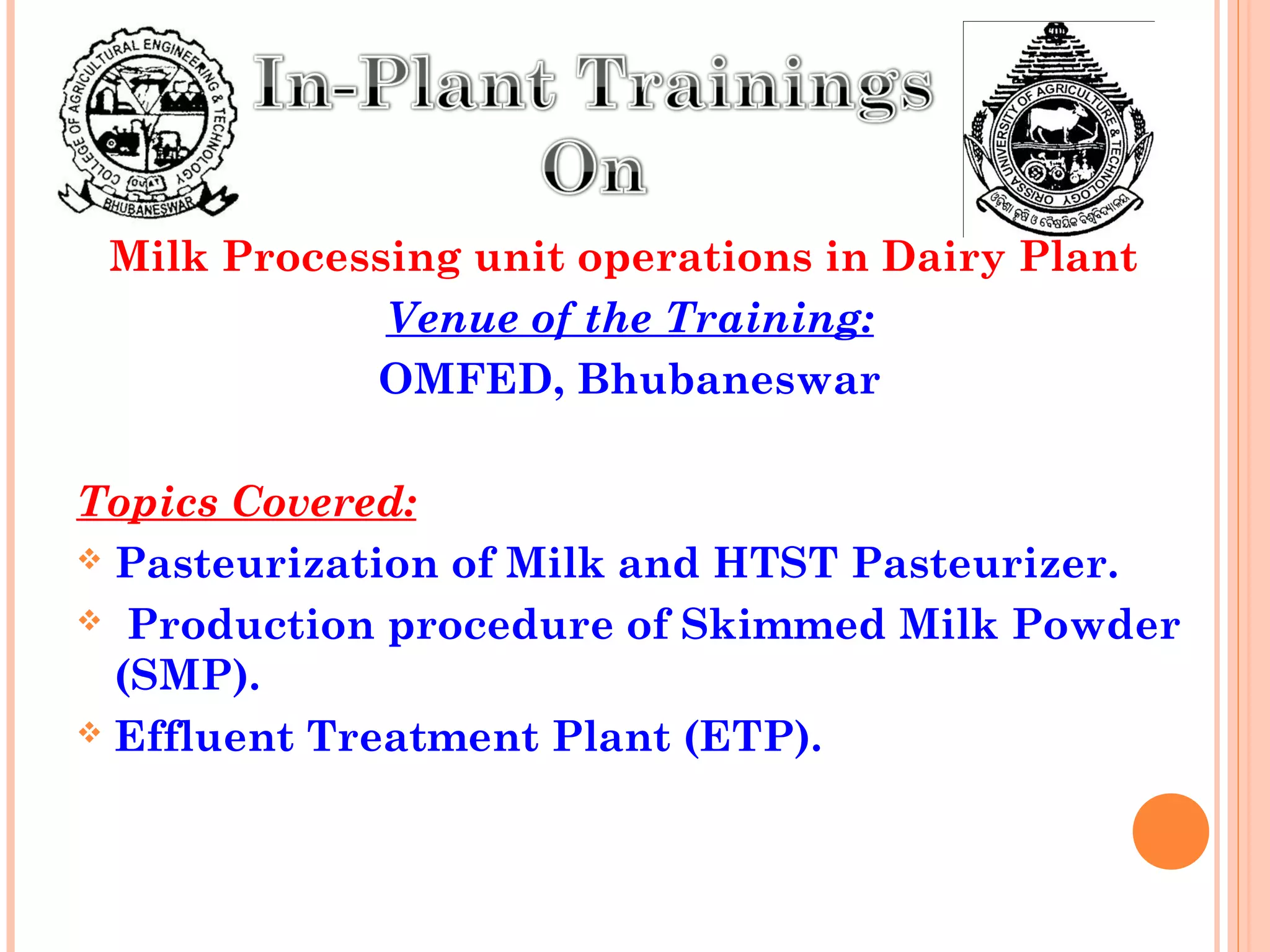 Milk processing operations in a dairy plant | PPT