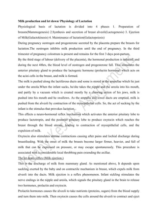 Milk production and let down by keshi | PDF