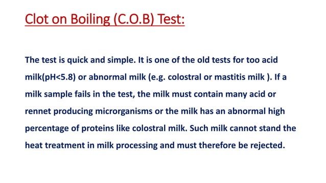 Milk quality test | PPTX | Chemistry | Science