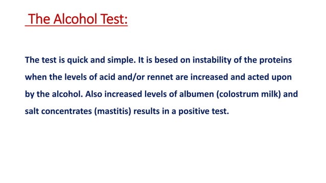 Milk quality test | PPTX | Chemistry | Science