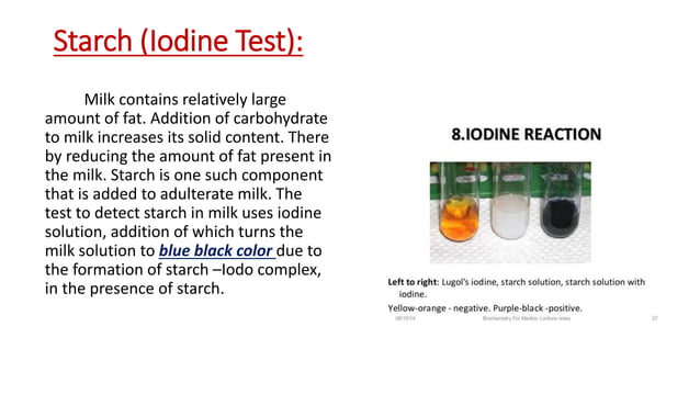 Milk quality test | PPTX | Chemistry | Science