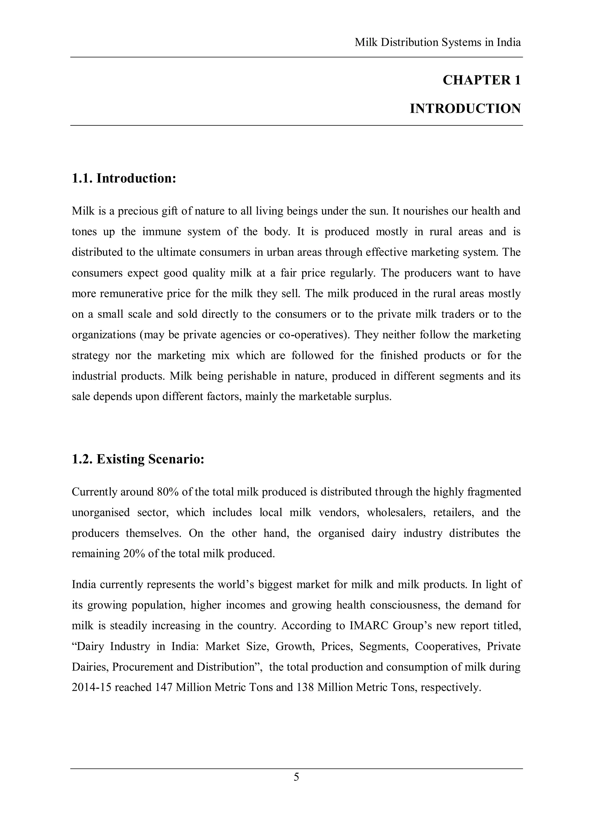 Milk distribution system- as an Infrastructure in India | PDF