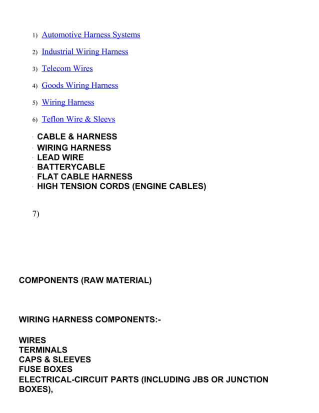 Milkyway wiring harness private limited profile | DOC | Computer Peripherals | Computing