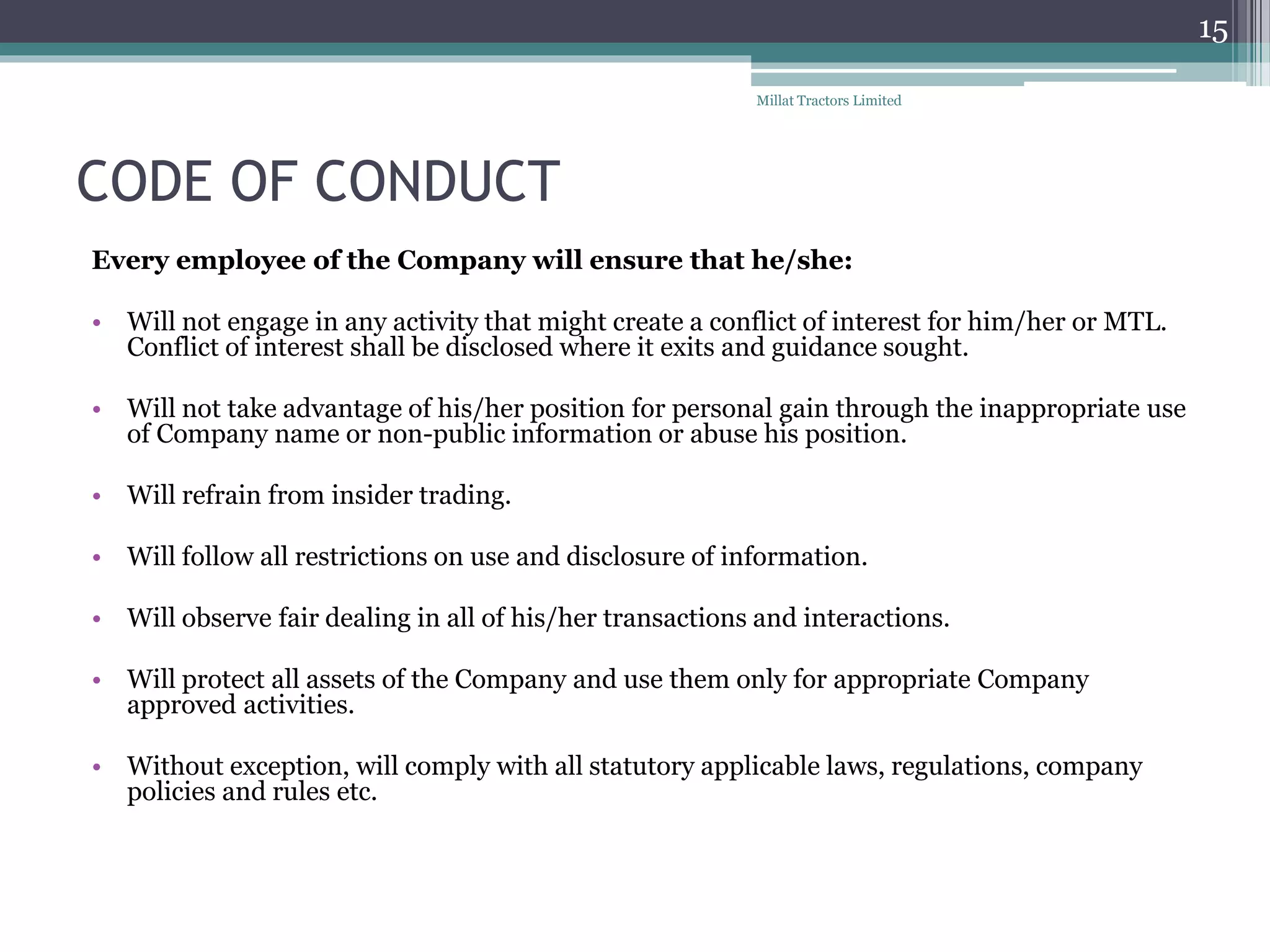 Millat tractors limited (corporate governance) | PPT