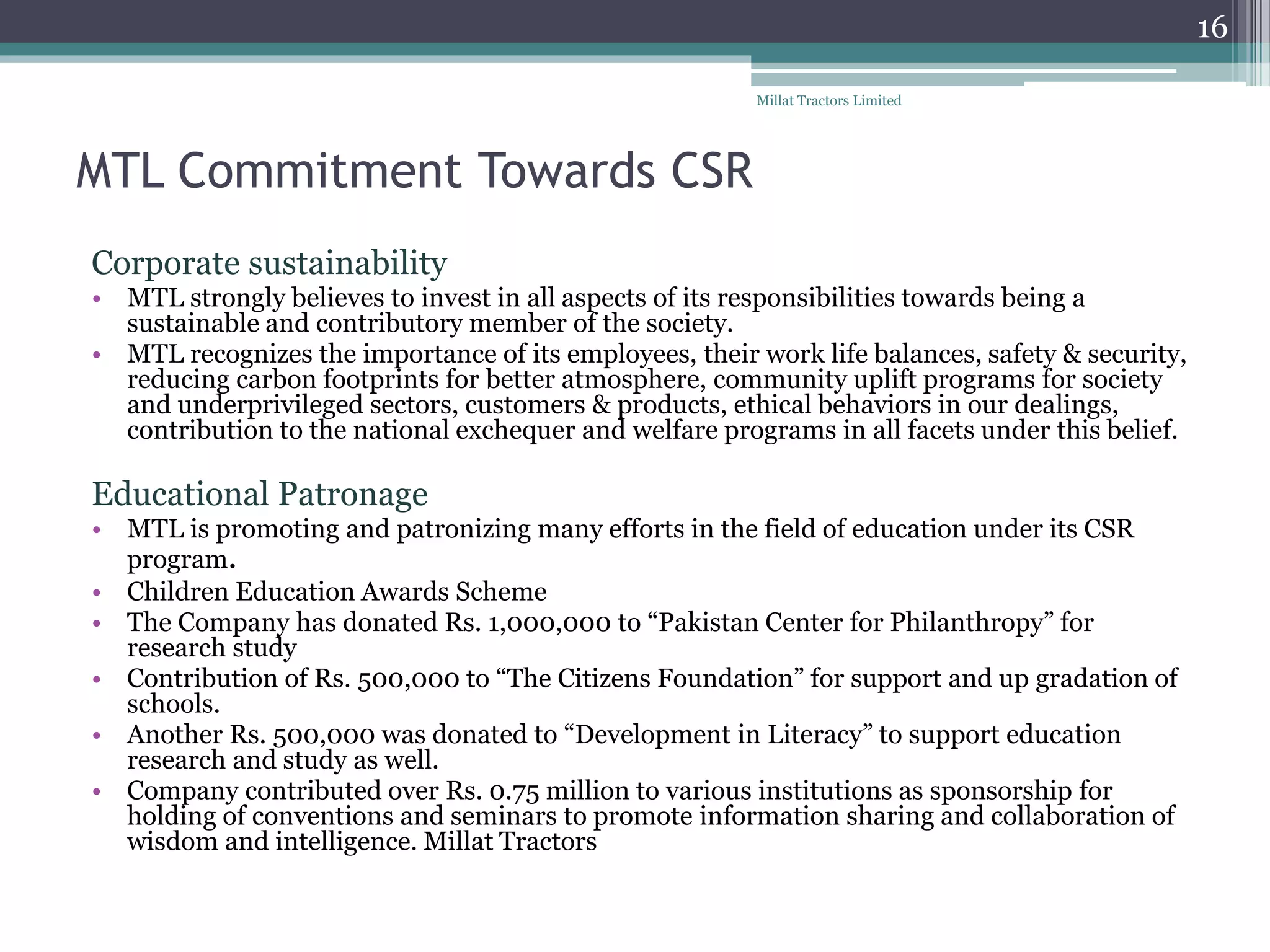 Millat tractors limited (corporate governance) | PPT