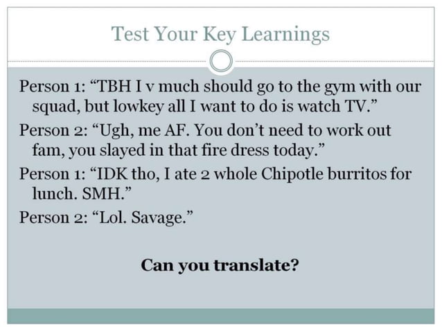 Millennial language | PPTX