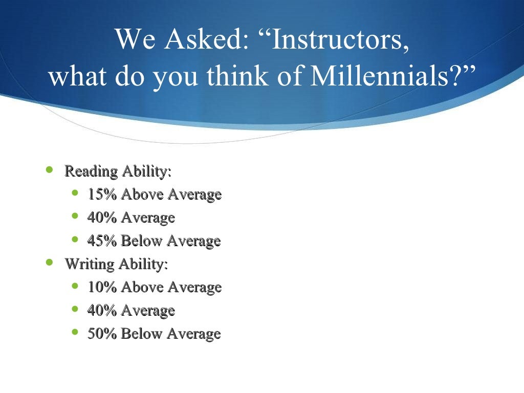 Millennials and Neo-Millennials: Learning Environment 2.0