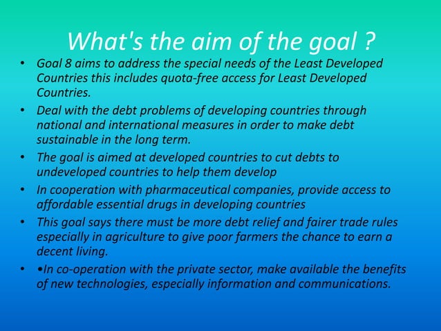 Millennium development goal 8 | PPTX | Debated Sensitive Social Issues ...