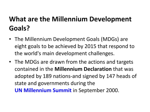 Millenium Development Goals | PPT