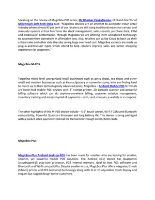 Millennium Soft Tech Launches All-in-one Android POS For Retailers. | PDF