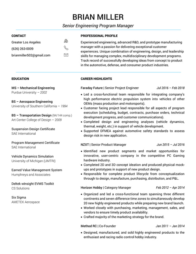 Miller - Senior Engineering Program Manager | PDF