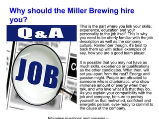 Miller brewing interview questions and answers | PPT