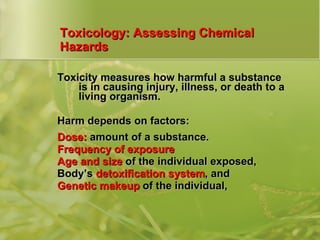 Risk, Toxicology and Human Heath | PPT