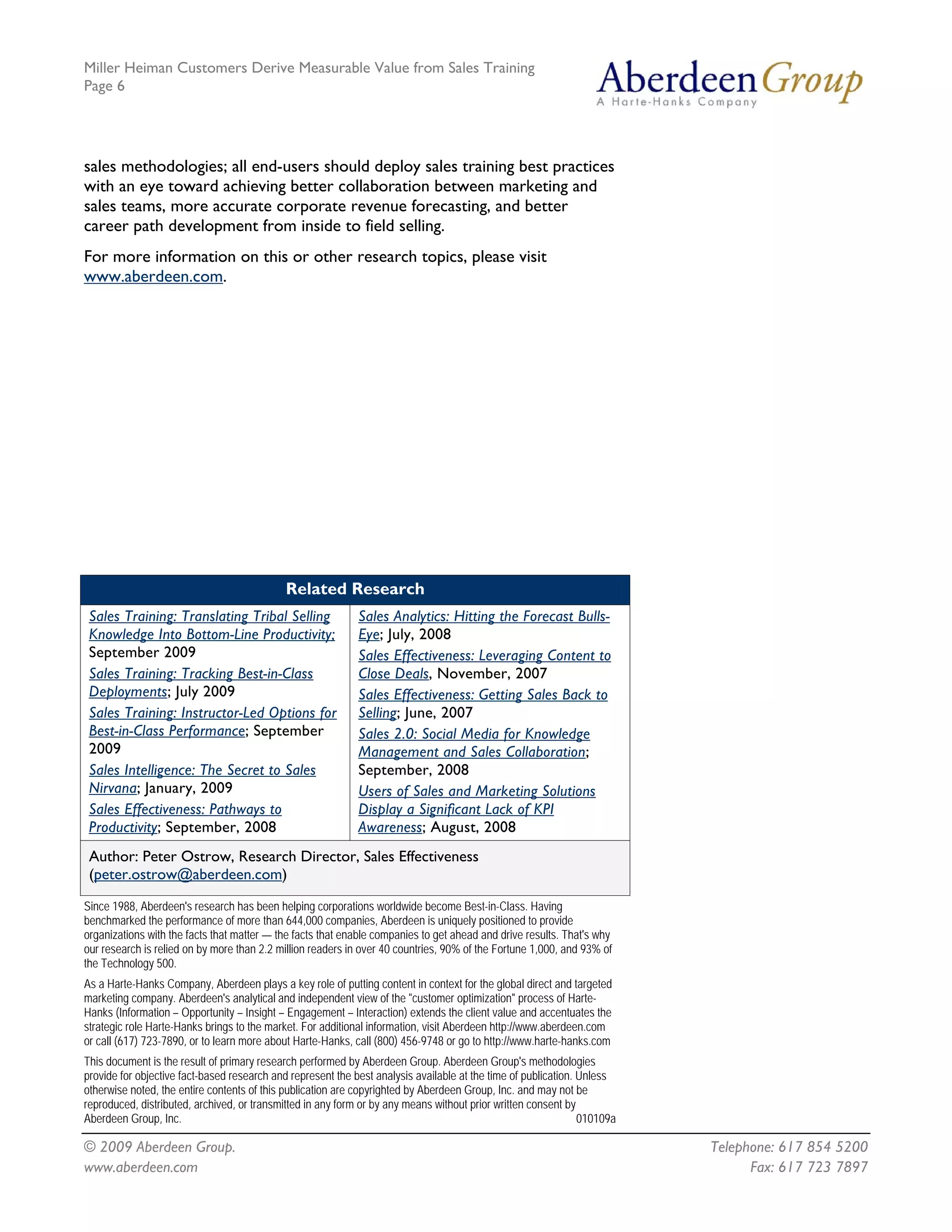 Miller Heiman Measurable Value From Sales Training | PDF