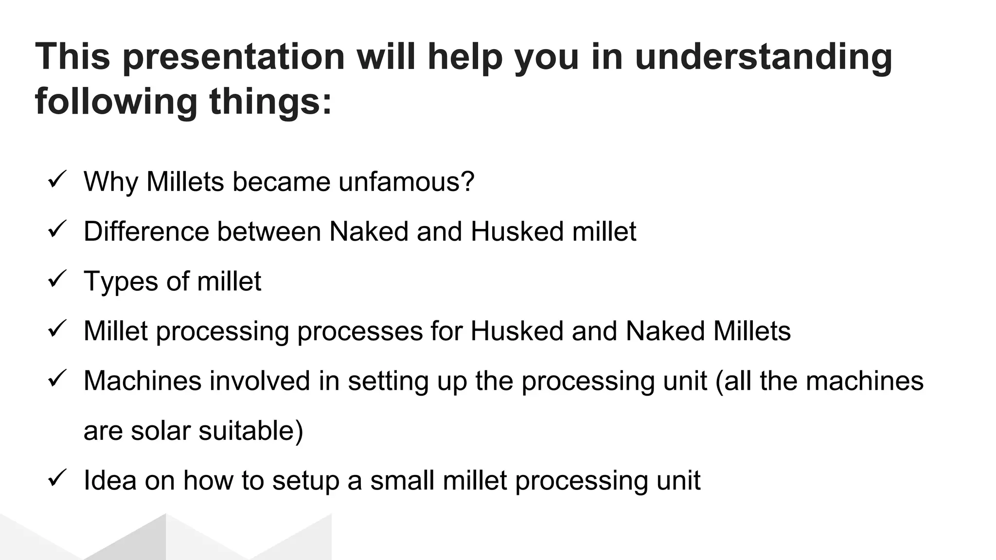 Millet processing technologies and Business | PPTX