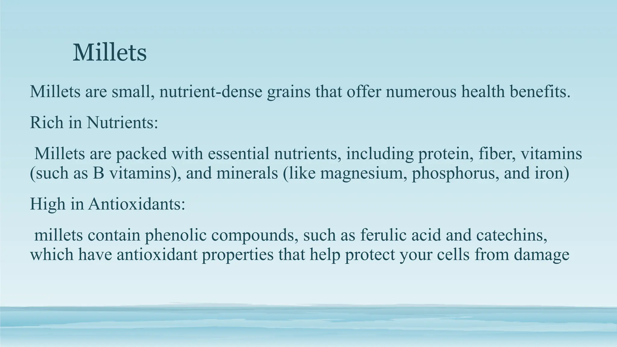MILLETS AND IT'S important on human health | PPTX