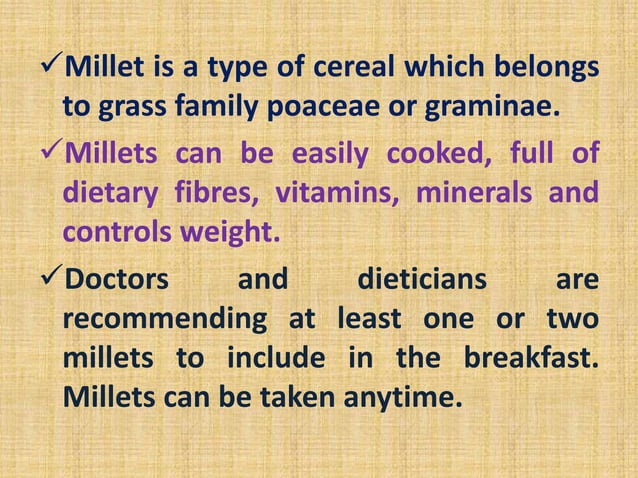 MILLETS FOR HEALTH AND SUSTAINABLE PLANET.pptx