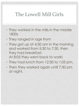 Mill girls presentation | PPTX