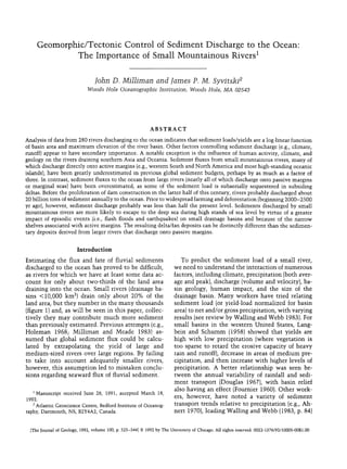 Milliman&syvitski 1992 | PDF