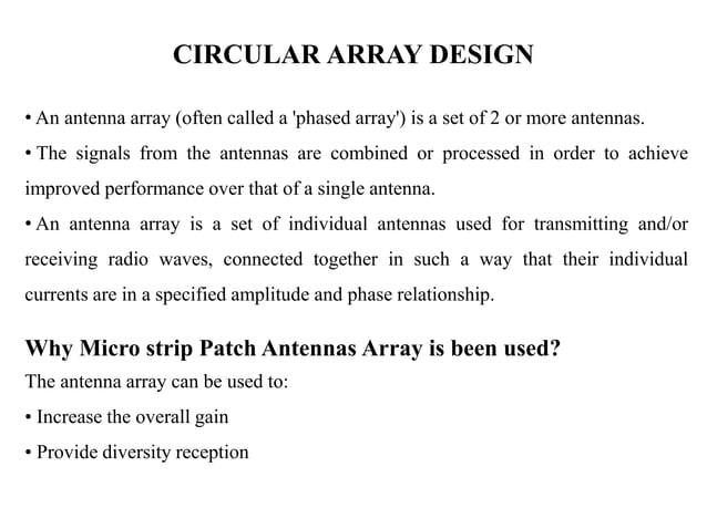 Millimeter wave circular microstrip Patch antenna for 5 g applications | PPTX
