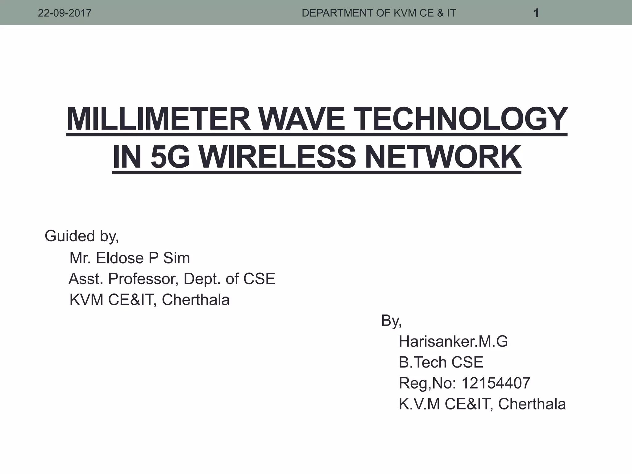Millimeter wave technology in 5g | PPTX