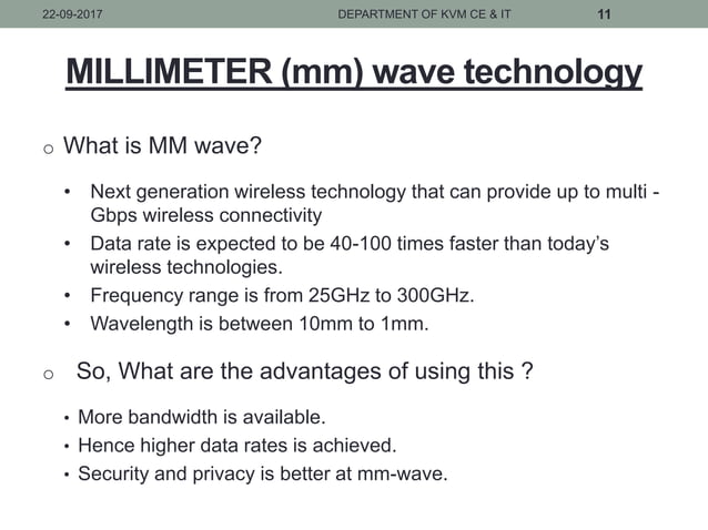 Millimeter wave technology in 5g | PPTX | Computer Networking | Computing