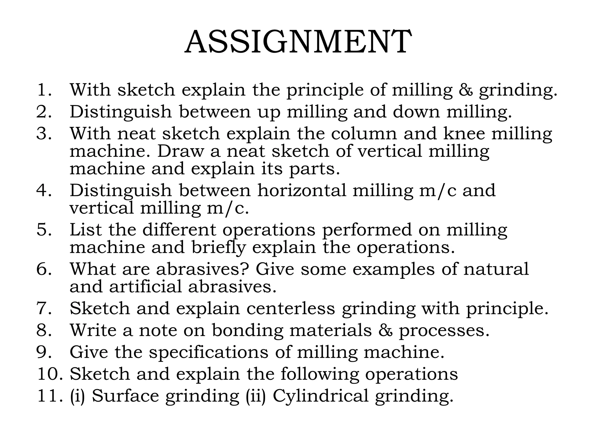 Milling and grinding machines | PPTX