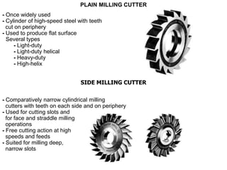 classification and nomenclature of Milling cutter | PPTX