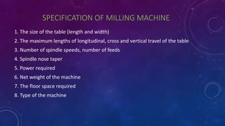 Milling machine | PPTX
