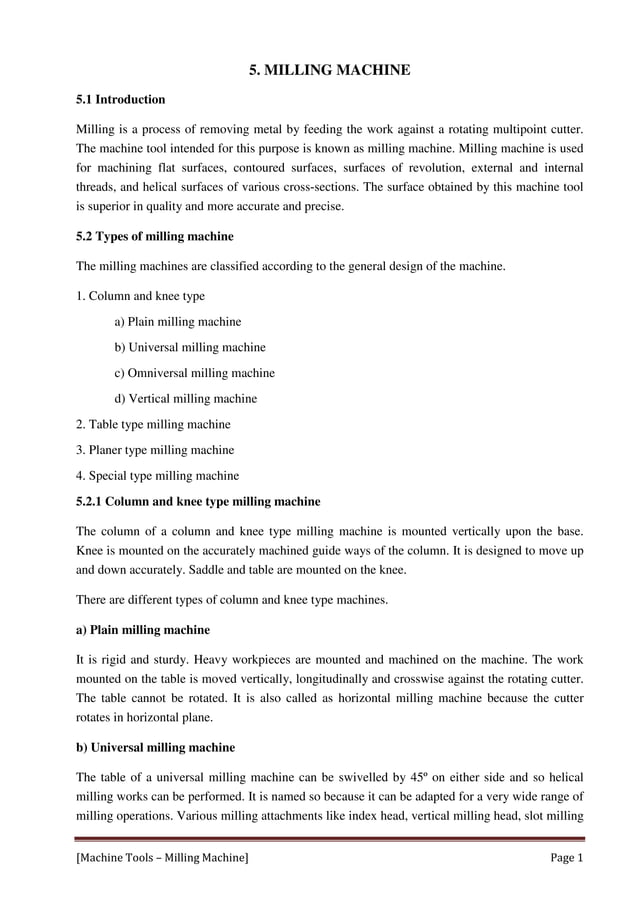 milling machine different operation in millling operation and different ...