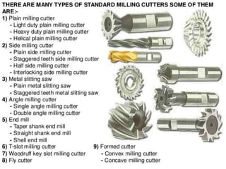 Milling Machine and its Operations for Machine shop Practice | PPT