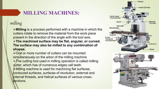 MILLING MACHINE PPT 1: WORKING PRINCIPLE ,MILLING METHODS AND ...