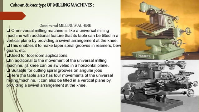 MILLING MACHINE PPT 2: PARTS AND CLASSIFICATION OF MILLING MACHINES | PPT | Free Download
