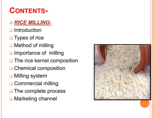 Milling process ( RICE & DAL ) | PPTX