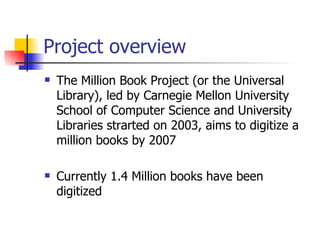 Million Book Project | PPT