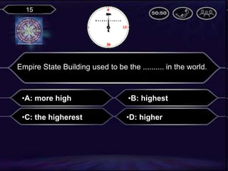 Millionaire Competition on Comparatives and superlatives.ppt