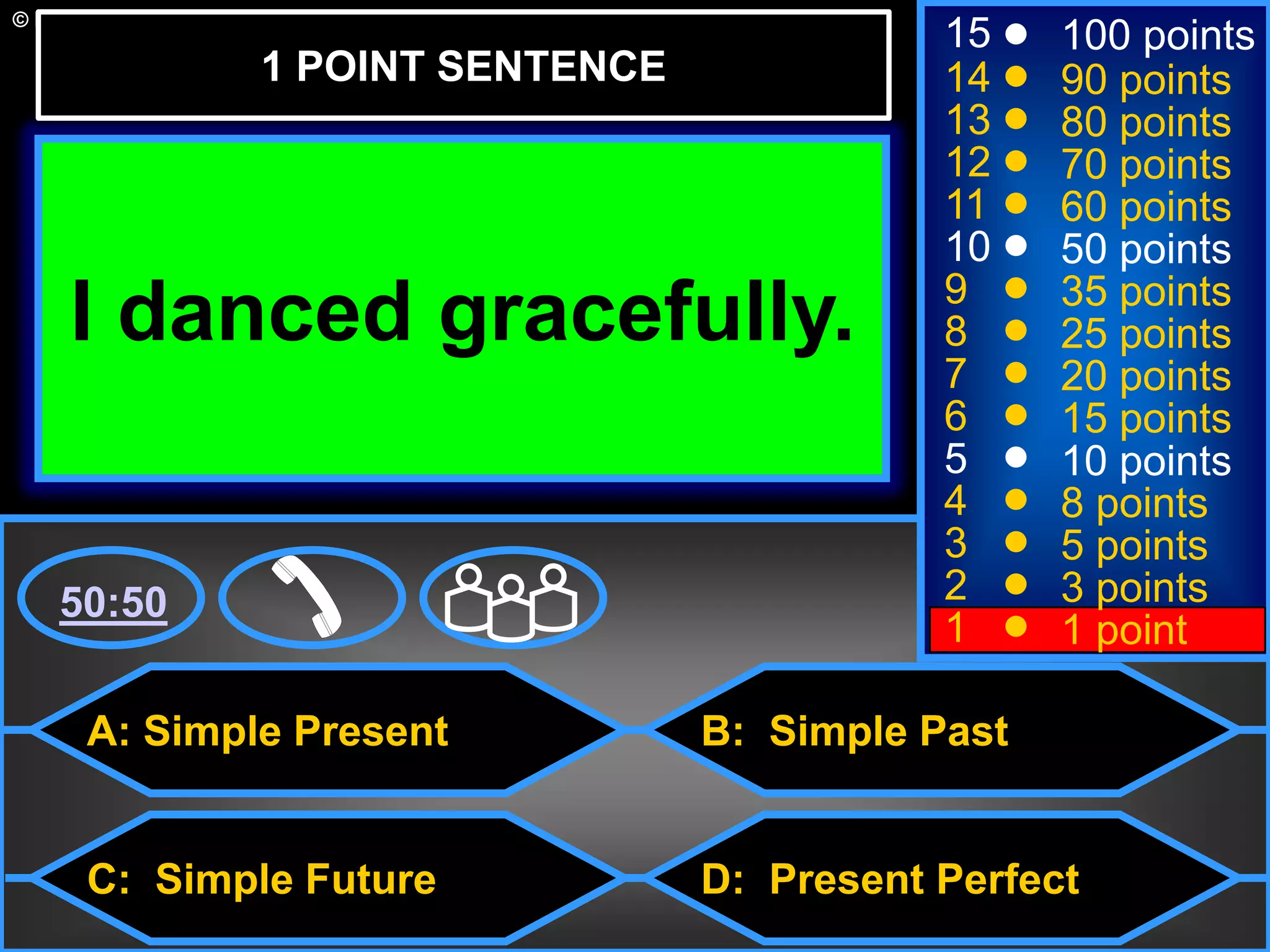 Verb Tenses (Powerpoint Game - Who Wants To Be A Millionaire) | PPTX