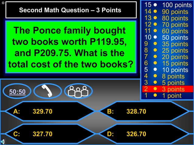 Who Wants To Be a Millionaire (Elementary Mathematics Review) | PPT