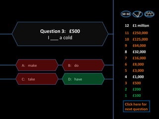 Millionaire verbs | PPT