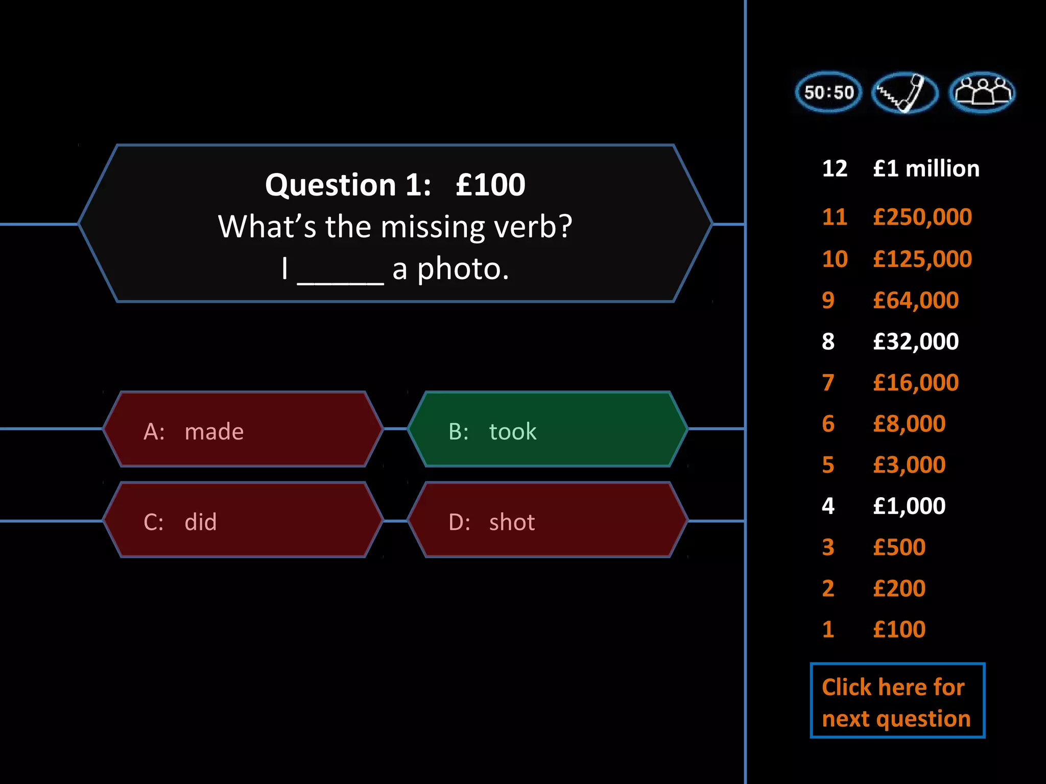 Millionaire verbs | PPT
