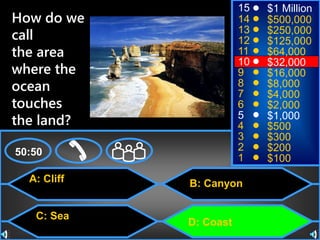 Millionnaire landforms quiz | PPTX