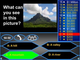 Millionnaire landforms quiz | PPTX