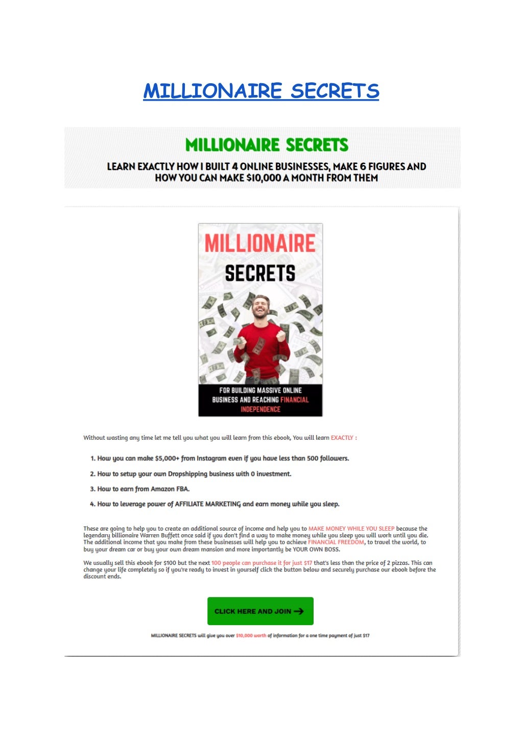 MILLIONAIRE SECRETS | PDF